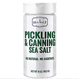 Pickling and Canning Salt, Curing Salt for Natural Preserving, Non-Iodized and Kosher Fine Brining Sea Salt, 1lb Shaker - Sea Salt Superstore