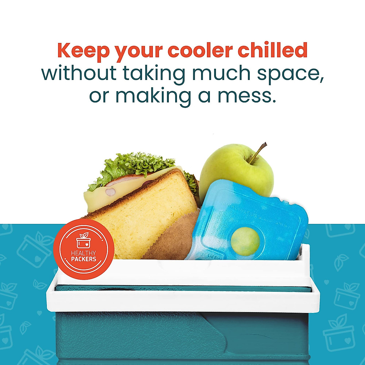 Healthy Packers Ice Packs for Lunch Bags - Original Cool Pack | Slim & Long-Lasting Reusable Ice Pack for Lunch Box, Lunch Bag and Cooler | Freezer Packs for Coolers (Set of 8)