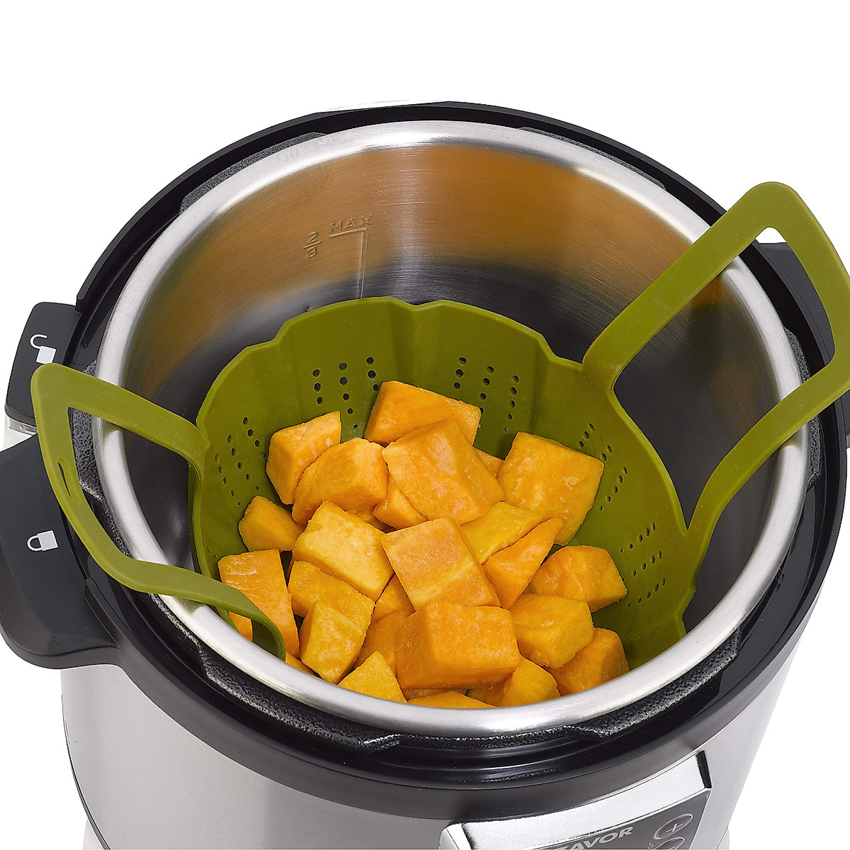 Zavor Silicone Steamer Basket & Strainer for 6Qt & Larger Pressure Cookers, Multicookers, Instant & Stock Pots | BPA-free, Non-scratch Pressure Cooker Accessories Collection, Green (ZACMISB22)