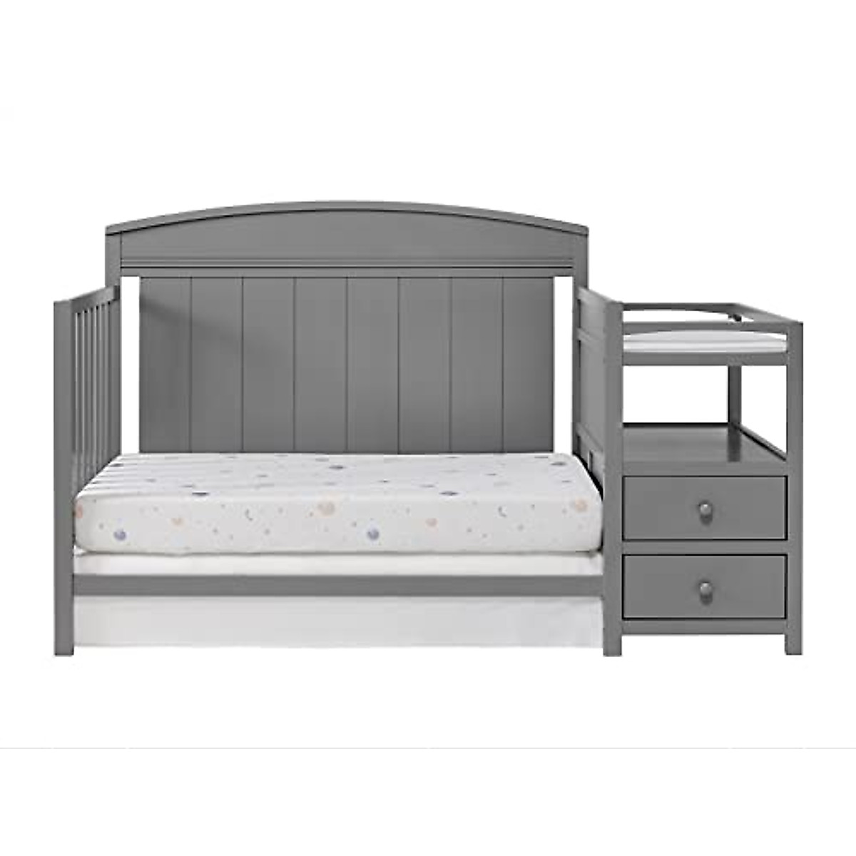 Oxford Baby Pearson 4-in-1 Convertible Crib & Changing Station, Dove Gray, GreenGuard Gold Certified