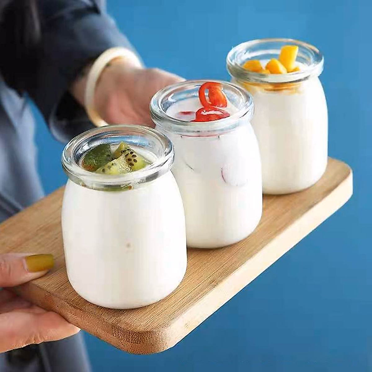 YS0911 Glass Jars With Cork Stopper Glass Bottle Wishing Bottle Yogurt Jars Storage Containers For Desserts Multifunction 100/150/200ml Glass Bottle W/Cork Stopper Cup Bottle
