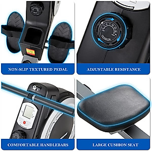 Magnetic Rowing Machine Folding Exercise Rower Machine 16-Level Tension Resistance with Display Panel for Home Use Gyms Training Exercise Equipment