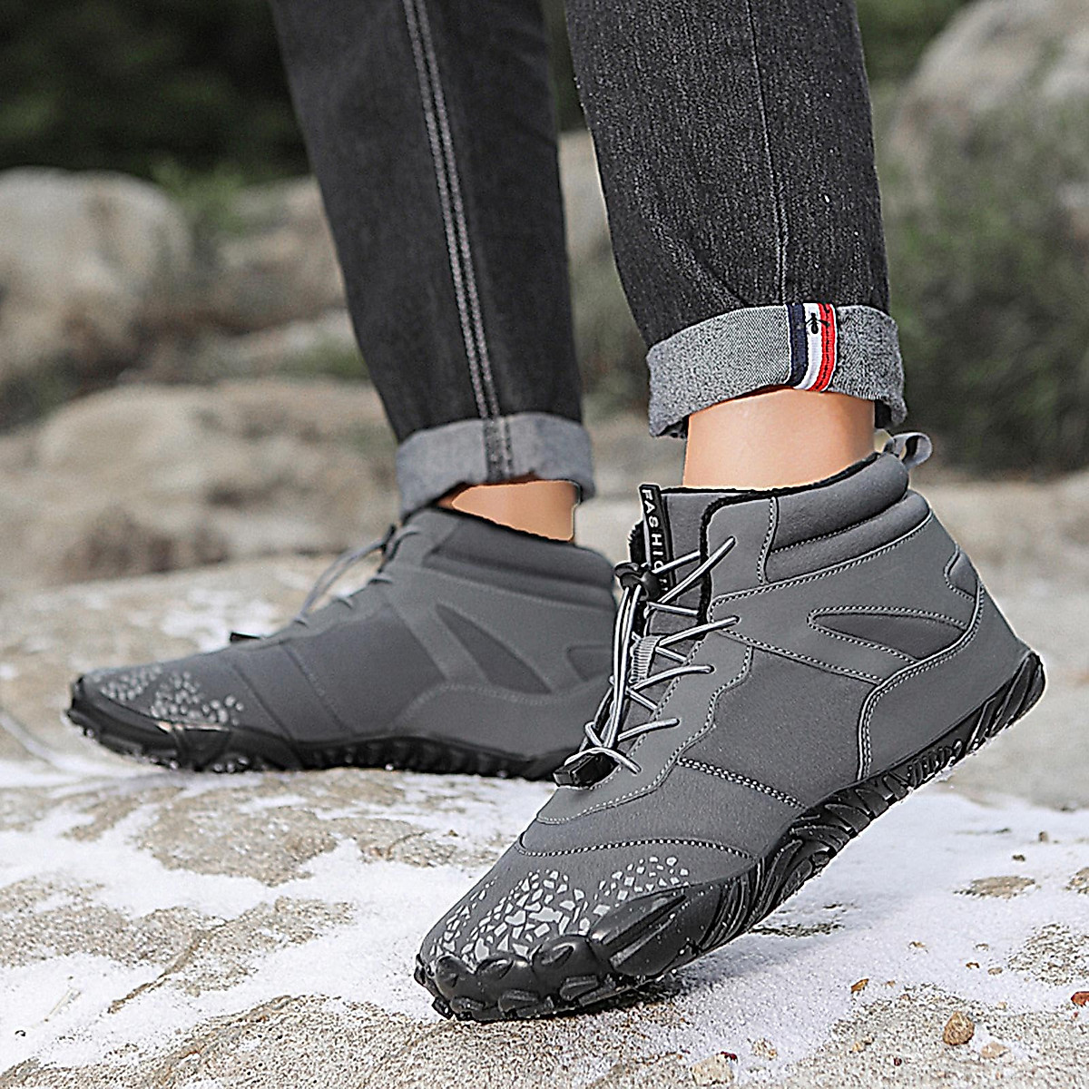 Barefoot Hiking Shoes, Non Slip Winter Boots, Waterproof Quick Drying Barefoot Shoes, Wide Box Toe Shoes, Hiking Shoes, Comfortable Trail Running Shoes for Women Men, Mountain Climbing, Cycling