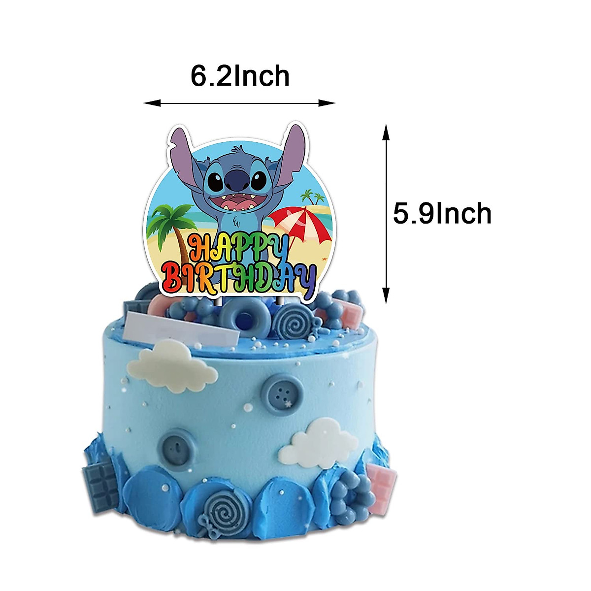 SDQ Birthday Decorations Party Supplies Stitch Party Favor Include Happy Birthday Banner, Cake Topper, Cupcake Toppers, SDQ Party Decorations for Women Men Teens