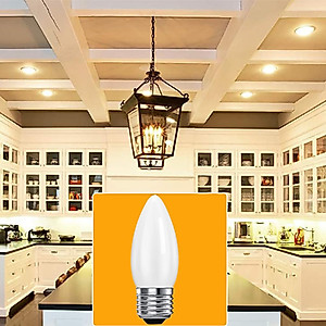 Jacqings E26 LED Candelabra,4W Vintage 40 Watt Equivalent Edison Style, C32 Frosted Glass Flame Shape,2700K Warm Soft White 400LM,Dimmable LED Candle Bulbs Ceiling Fan Bulb (10)