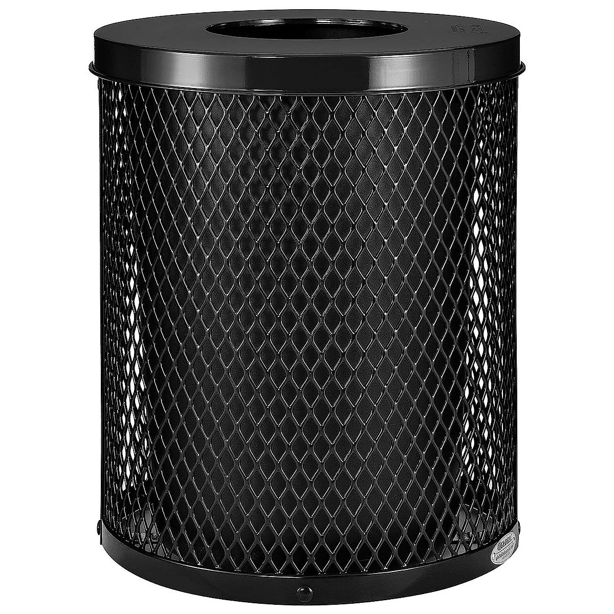 Global Industrial Thermoplastic Coated Mesh Receptacle w/Flat Lid, 36 Gallon, Black