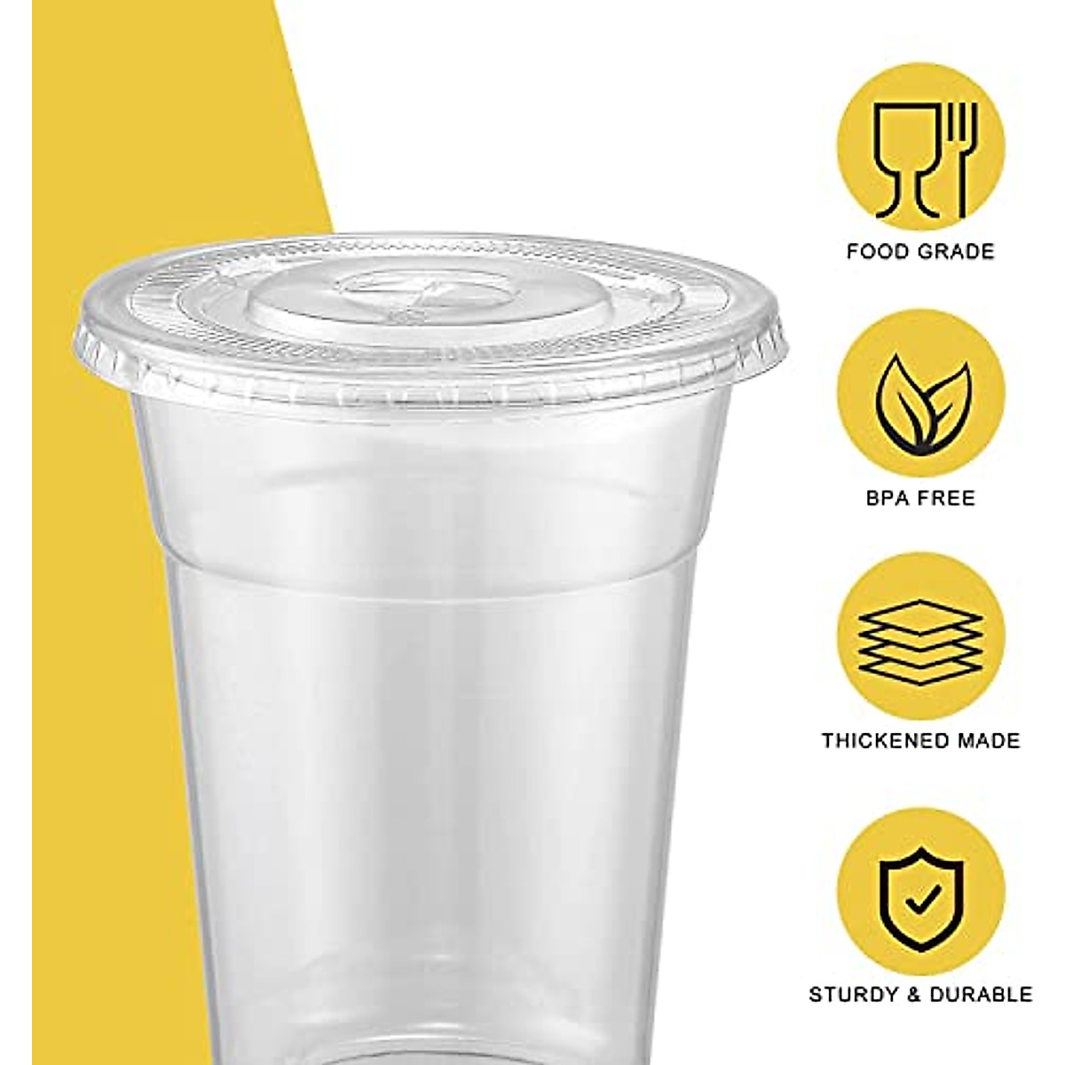 VITEVER [100 Sets - 24oz] Plastic Cups with Lids and Straws, Disposable Cups for Iced Coffee, Smoothie, Milkshake, Cold Drinks - Clear