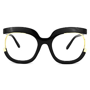 VOOGLAM Oversized Black Square Eyeglasses Glasses for Women with Clear Lens Fredia OX739865-03