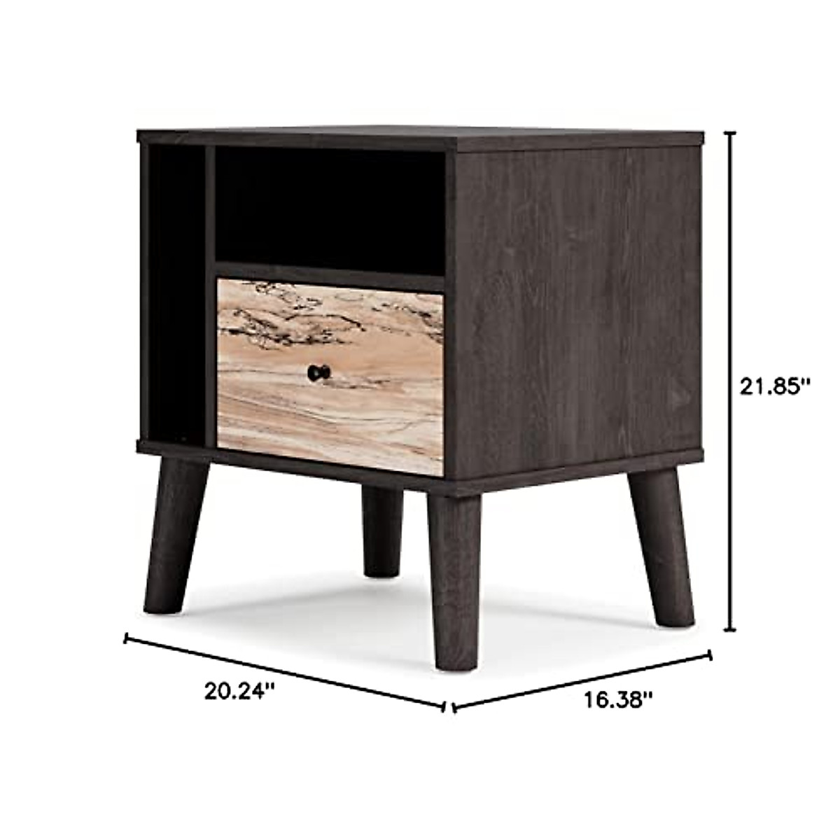 Signature Design by Ashley Piperton 1 Drawer Nightstand, 21"W x 17"D x 22"H, Black