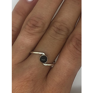 Black Onyx Delicate Ring 925 Sterling Silver Vintage Boho Chic US Size 5 6 7 8 9 (9)