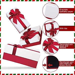 Tenceur 10 Pcs Valentines Gift Boxes with Lids Assorted Sizes Gift Boxes for Presents Gift Box with Ribbon for Christmas, Birthdays, Weddings, Housewarmings, Anniversaries(Red and White)