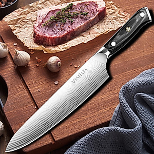 MOSFiATA 10" Super Sharp Professional Chef's Knife，German High Carbon Stainless Steel EN1.4116 with Micarta Handle and Gift Box