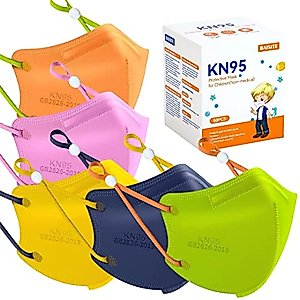 50 PCS Kids KN95 Masks for Children Disposable KN95 Face Masks with Adjustable Ear Loop for Boys Girls Multi Color