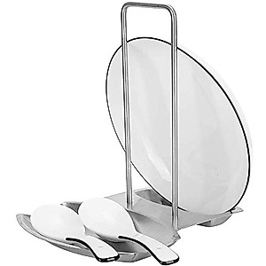 DRNKS Spoon Frame Stand Lid Organizer Lid Storage Rack 304 Stainless Steel Thick Pot Lid Stand for Home Kitchen Applicable to kitchen stove