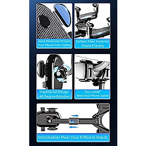 iBigLY Car Phone Holder, Rear View Mirror Phone Holder, Cell Phone Holder, Adjustable nagivator Holder, 360° Rotating and Retractable Universal car Cell Phone Holder for All Cell Phones