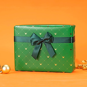 Aimto Wrapping Paper Roll,Green and Gold Gift Wrapping Paper，Birthday Wrapping Paper,for Birthday, Holiday, Party, Baby Shower - 30 inch x 33 feet