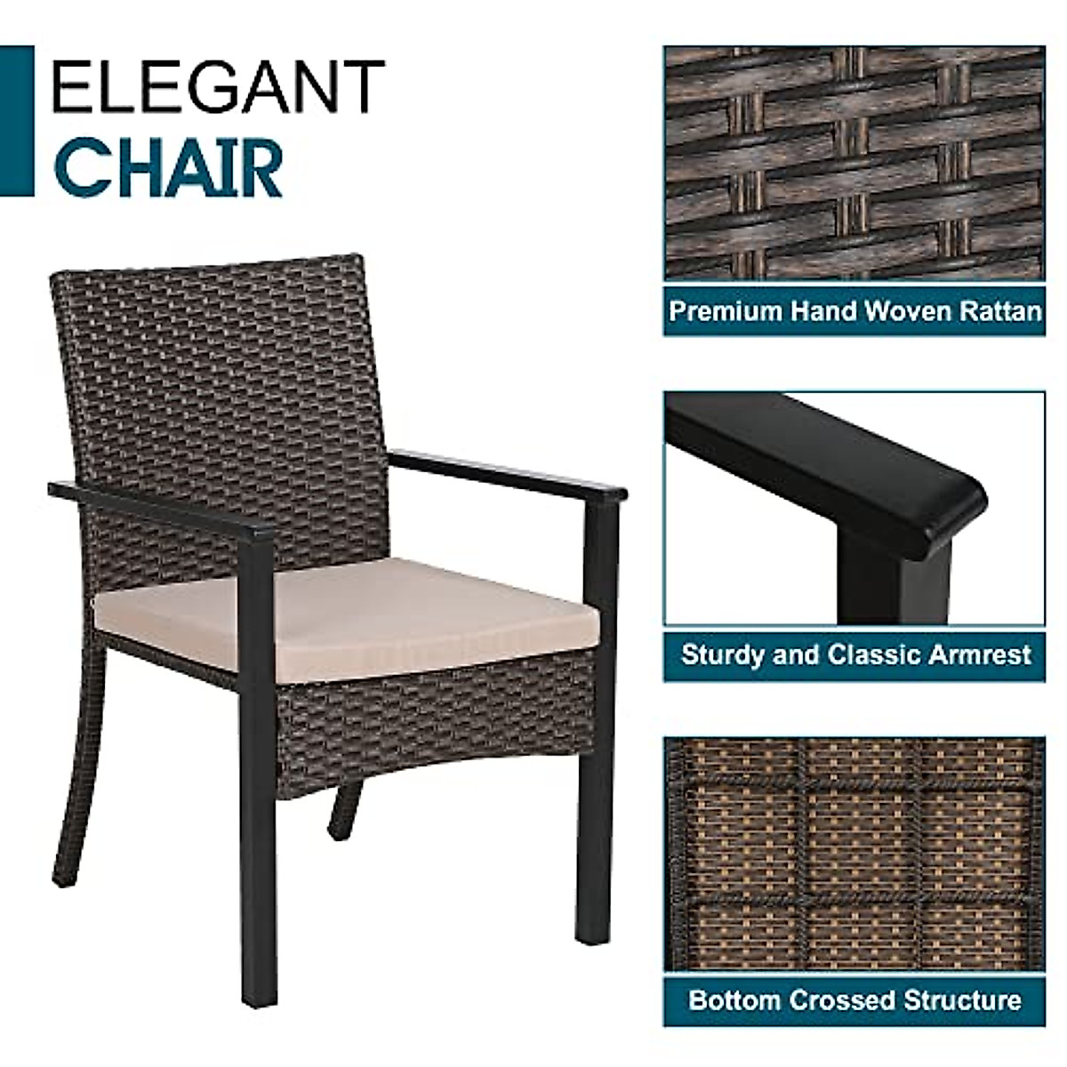 MFSTUDIO 9 Pieces Outdoor Patio Dining Set,Patio Furniture Set with Rectangular Extendable Metal Table and 8 Rattan Wicker Chairs,Beige Cushion Balcony,Garden,Backyard,Poolside