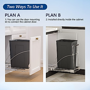 Insputer Pull Out Trash Can Under Cabinet, Under Sink Trash Can with Door Mounting Kit, Requires 14" W X 18" D Cabinet, Slide Out Garbage Can Shelf, Waste Bin Not Included