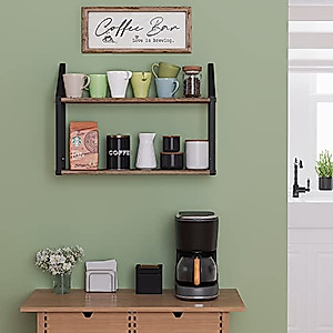 Wallniture Modena 2-Tier 24" Wall Bookshelves Bathroom Organizer Floating Shelves for Kitchen Organization Office Decor Wall Shelves Burnt Finish