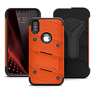 iPhone X Case - Zizo [Bolt Series] with Free [iPhone X Screen Protector] Kickstand [12 ft. Military Grade Drop Tested] Holster Belt Clip