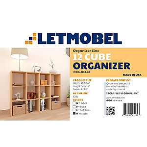 Letmobel Cube Organizer | Book Shelf Organizer with Cube Storage Shelf | DIY Cubical Storage Organizer | Shelf Organizer for Bedroom Living Room Office | Cube Shelf for Home Offices (12 Cube, Black)
