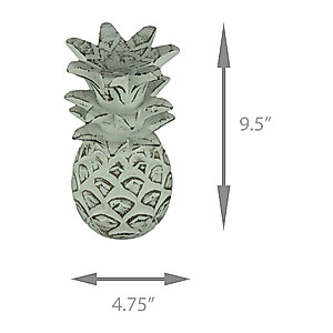 Chesapeake Bay LTD. Distressed White Carved Wood Tropical Pineapple Decor Statue