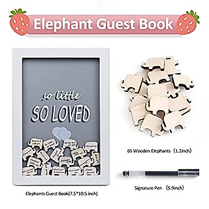 WOMRICH Girl Baby Shower Decorations Elephant Theme Set, Baby Shower Guestbook Elephant Sign Frame, It is a Girl Banners Elephant Garland Paper Lantern Paper Flower Pom Poms (Pink)