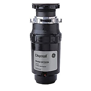 GE Continuous Feed Garbage Disposal, 1/2 Horsepower, Good for Grinding: Beans, Potatoes, Peels, & Cooked Meat, Easy Install Kit Included, Non-Corded, Recommended for 2-4 Person Homes Black