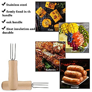 Corn On The Cob Holders Set of 12 Stainless Steel Corn Cob Holders with Wooden Handle Cob Skewers Corn Forks for BBQ Sweetcorn Roasted Meat Fruit (12)