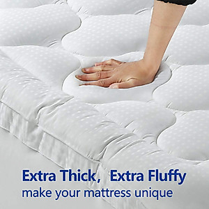 EASELAND Queen Size Mattress Topper Pillow Top Mattress Cover Quilted Fitted Mattress Protector Cotton Top 8-21" Deep Pocket Extra Thick Mattress Pad (60x80 Inches, Dark Grey)