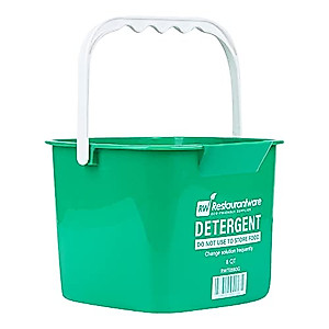 Restaurantware-RW Clean 8 Quart Cleaning Bucket, 1 Detergent Square Bucket - With Measurements, Built-In Spout And Handle, Green Plastic Utility Bucket, For Home Or Commercial Use,