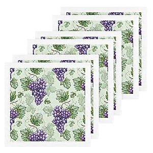 ALAZA Grapes Purple Towels Cotton Washcloths Set, Extra Absorbent Fast Drying Face-Cloth Washcloths, Soft Fingertip Towel for Hotel,Spa,Kitchen,12'' x 12'' (6 Pack)