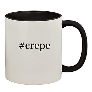 Knick Knack Gifts #crepe - 11oz Ceramic Colored Handle and Inside Coffee Mug Cup, Black