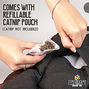 Pet Craft Supply Cat Bed for Indoor Cats - Kitten Bed - Machine Washable - Ultra Soft - Self Warming - Refillable Catnip Pouch,Grey,19x14x5 Inch (Pack of 1)