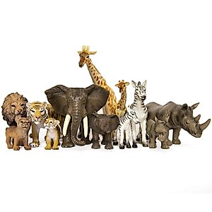 SB TOYS Premium Realistic Safari Zoo Wild Animals Set (12 Piece) - Parent and Baby Zoo Animals, Safari Animals, Jungle Animals, African Animals - Educational Child Development Toy - Animal Toy Figures