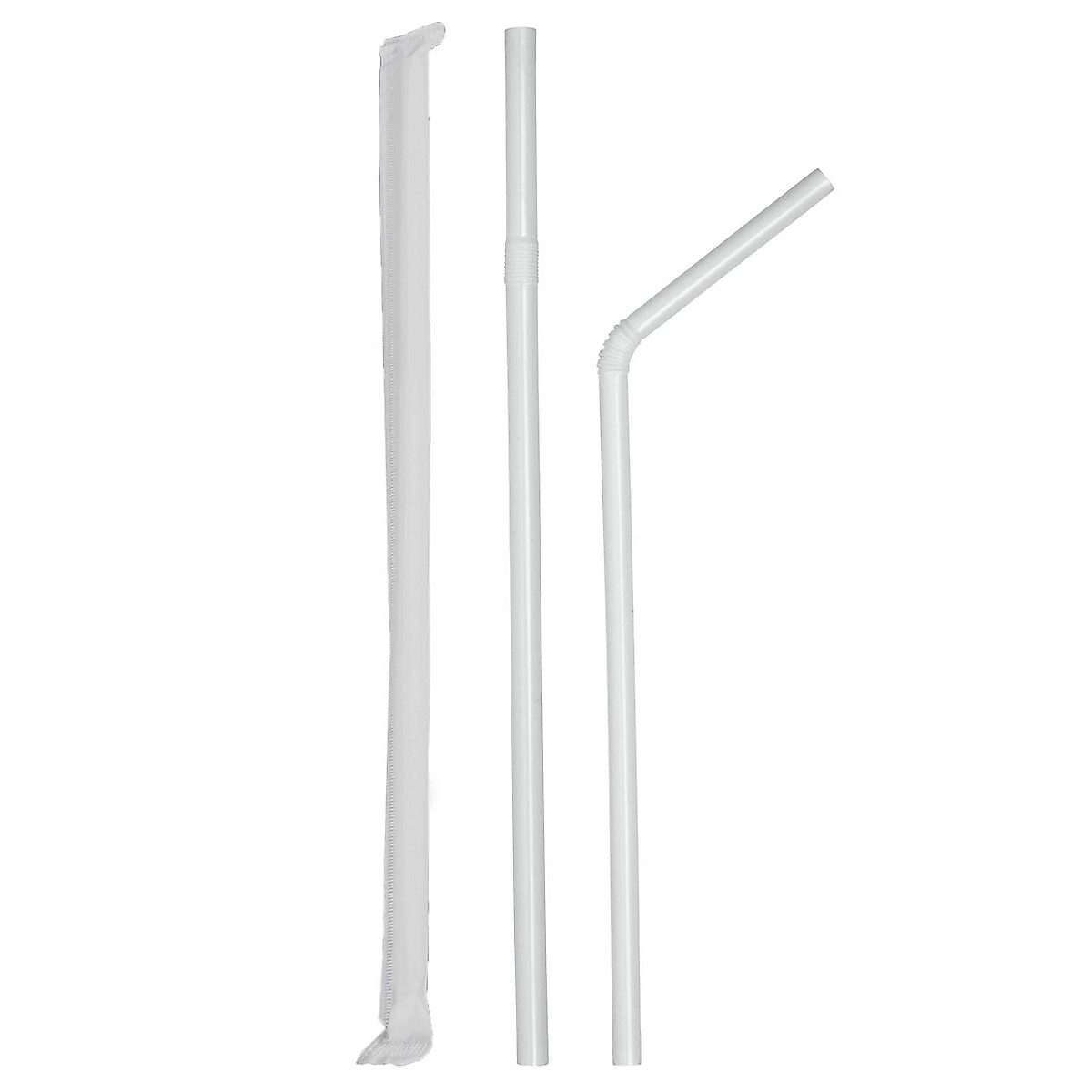 Comfy Package, Individually Wrapped Disposable Plastic Flexible Drinking Straws - BPA Free - White [380 Pack]