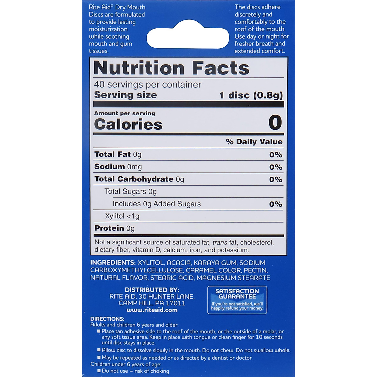 Rite Aid Dry Mouth Discs - 40 Discs | Mint Flavor Freshens Breath | Oral Care Dry Mouth Remedies | Dry Mouth Products | Dry Mouth Lozenges | Oral Hygiene Products | Mouth Moisturizer Breath Freshener