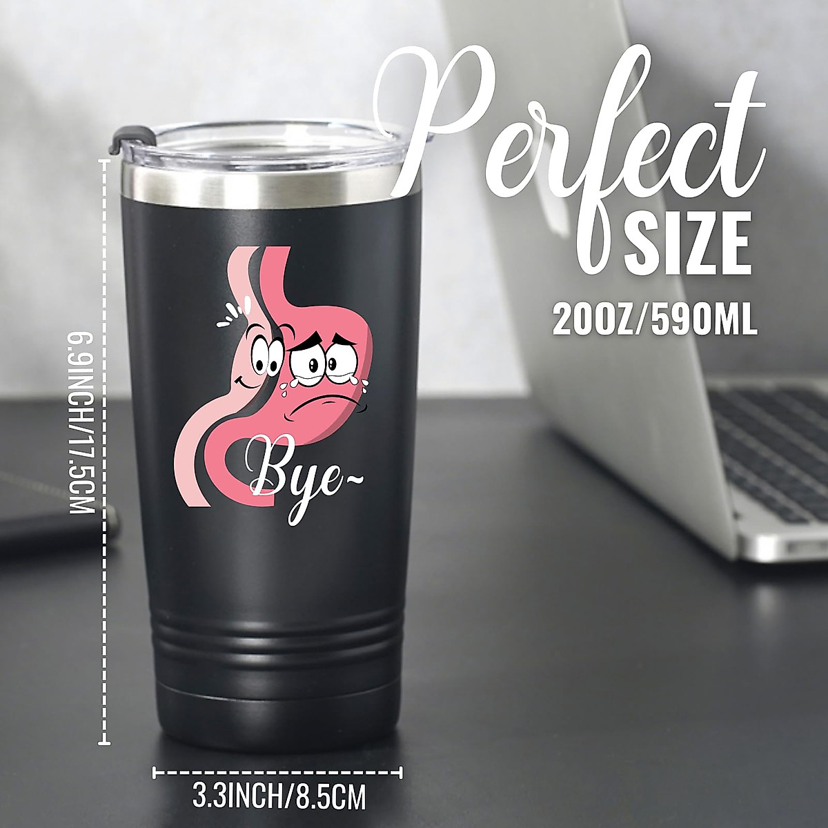 Onebttl Bariatric Surgery Gifts, Surgery Gastric Awareness Gift for Her/Him, Gastric Sleeve Surgery Medical Gift, 20 oz Travel Tumbler with Lid and Straw, Gift Box and Card Included, Bye B*tch