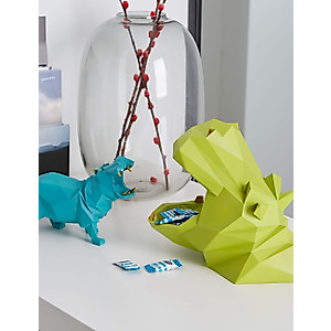 HAUCOZE Hippo Statue Sculpture Modern Decor Home Gifts Animal Figurine Table Centerpiece Crafts Polyresin Arts Blue 7.1inch