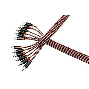 ALPHASONIK 17 Feet Premium 6 Channel Hyper-Flex RCA Interconnect Signal Patch Audio Cable with X-Radial Twist Wire Technology 100% Oxygen Free Copper Element Certified Multiple Applications FLEX-R66