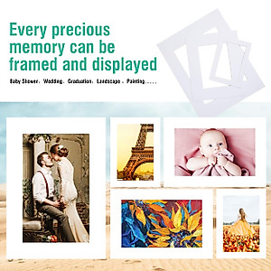 Acid Free 8x10 Pre-Cut Picture Mat Board Kit for 5x7 Photo, Includes 25 White Core Bevel Cut Mattes, 25 Backing Boards, 25 Crystal Clear Bags