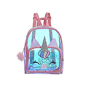 Holographic Clear Unicorn Backpack Purse See-through Casual Daypack Satchel Travel Shoulder Bag One Size