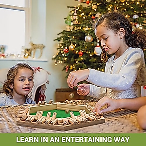 ropoda Shut The Box Game, Upgraded 1-6 Player Wooden Board Games for Adult and Kids, Shut The Box Dice Game -Addition Training, Fun for Family Game Night