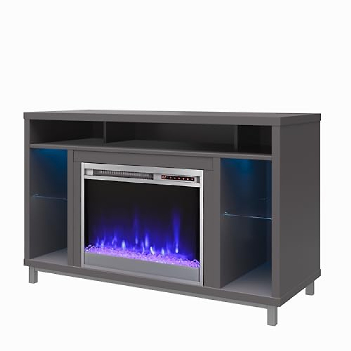 Ameriwood Home Lumina Fireplace TV Stand for TVs up to 48", Graphite Gray