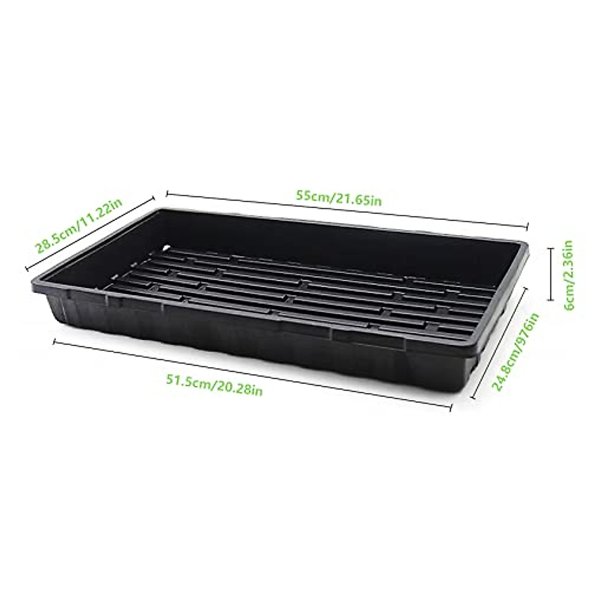YTKD (10 Pack) 1020 Plant Growing Trays Extra Strength Durable Black Plastic Growing Trays for Seeds Seedlings Cloning Indoor Gardening, Sprouts and Microgreen(Without Drain Holes)