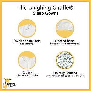 Laughing Giraffe Baby Long Sleeve Sleeper Gowns (Set of 2 -LG3800) White 0-3 months