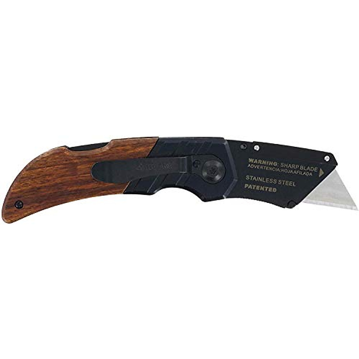 Husky 97211 Wood Handled Folding Sure-Grip Lock Back Utility Knife w/ 1 Disposable Blade Included