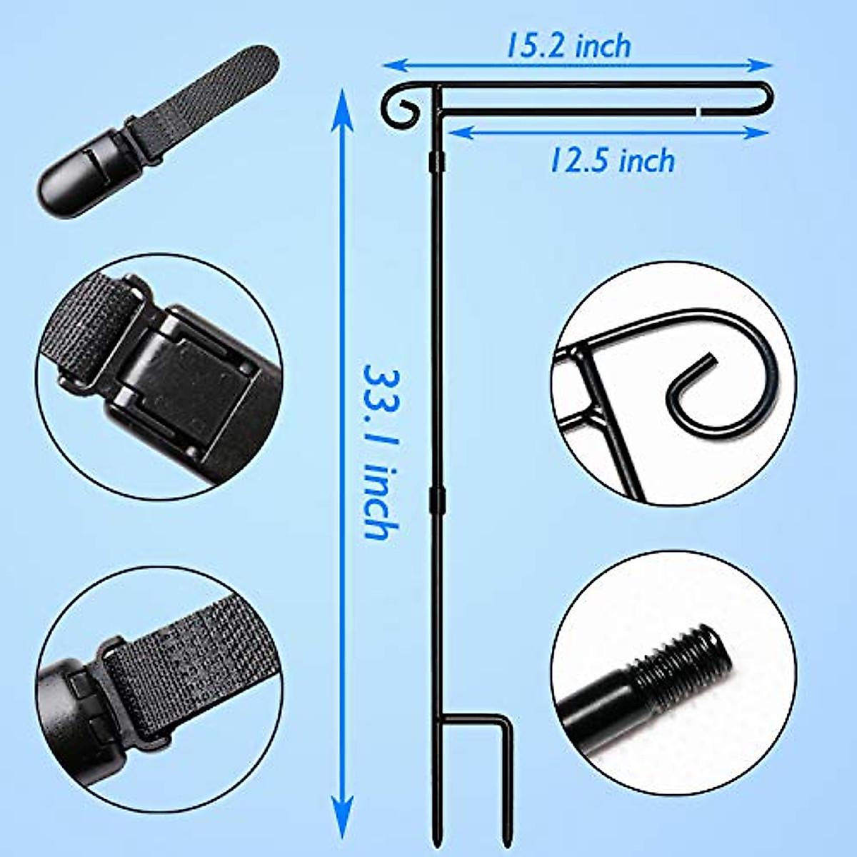 Garden Flag Stand,Metal Garden Flag Holder,Yard Flag Holder For Small Garden Flags 12 x 18,Yard Sign Garden Flag Stake For Outside,Small Garden Flag Pole For Yard With Tiger Clip,Garden Flag Hanger