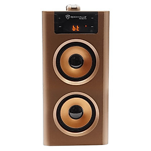 Rockville RHB70 Home Theater Compact Powered Speaker System w Bluetooth/USB/FM, Cherry Wood