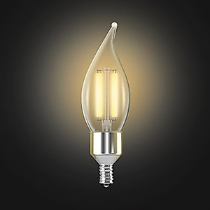 Feit Electric Smart LED Candle Wifi Bulb, Works with Alexa or Google Assistant, E12 base, No Hub, Flame Tip Filament Chandelier Light Bulb, 2700K Soft White, 4 Pack CFC40/927CA/FIL/AG/4